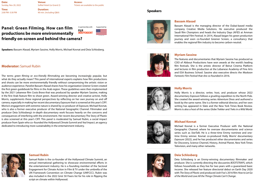 Panel: Green Filming. How can film productions be more environmentally ...